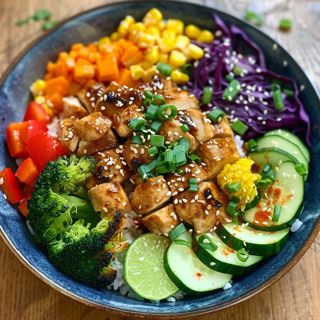 Quick and Colorful Rainbow Veggie Chicken Bowl Recipe